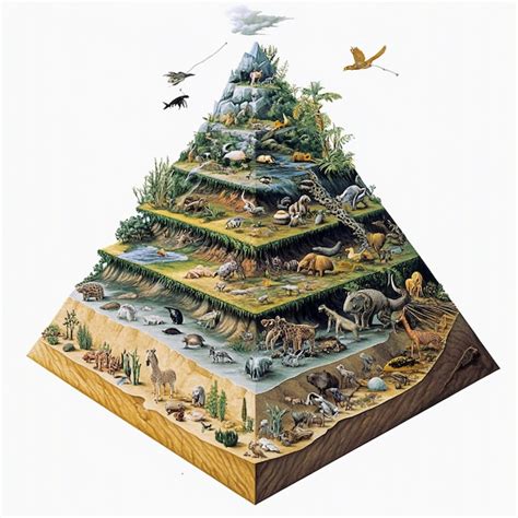 A Diagram Of An Energy Pyramid Showing The Flow Of Energy From Primary