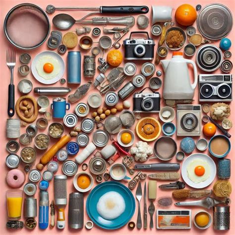 Duplicate Common Household Objects And Arrange Them In Odd Patte Stock Illustration