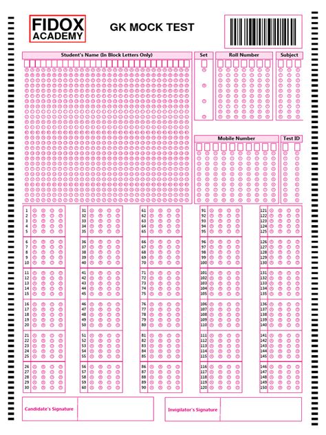 Sample Omr Sheet 150 Questions Pdf