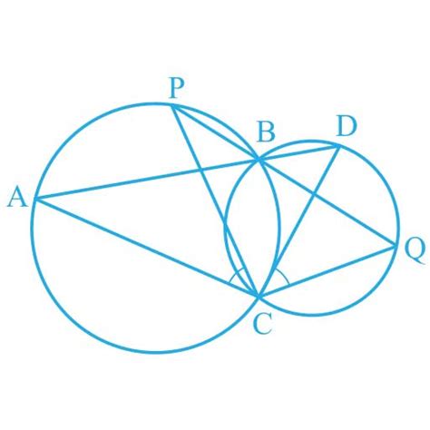 Two Circles Intersect At Two Points B And C Through B Two Line Segments Abd And Pbq Are Drawn