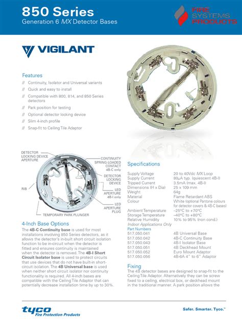 Tyco 4 Inch Detector Base Options Pdf Electrical Engineering
