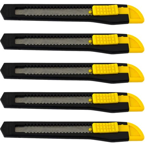 5 Small Safety Box Cutter Utility Knife Retractable Snap Off Blade