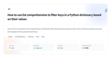 How To Use List Comprehension To Filter Keys In A Python Dictionary