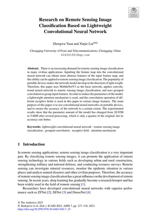 Pdf Research On Remote Sensing Image Classification Based On Lightweight Convolutional Neural