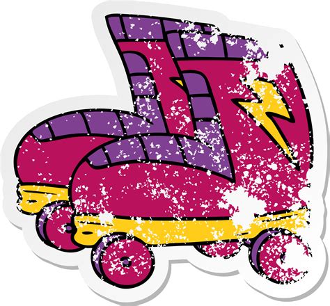 Distressed Sticker Cartoon Doodle Of Roller Skates 40283230 Png