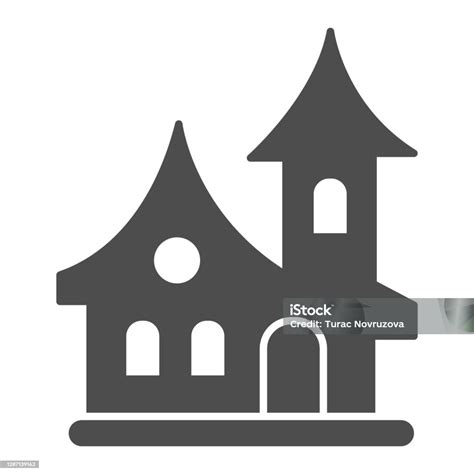 올드 하우스 솔리드 아이콘 할로윈 컨셉 흰색 배경에 마녀 집 표지판 모바일 개념과 웹 디자인을위한 글리프 스타일의 무서운 할로윈