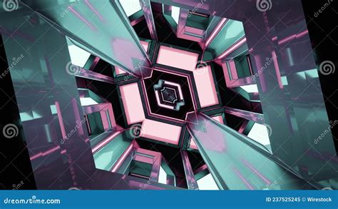 3d Rendering Of Futuristic Kaleidoscopic Patterns Background In Pink And Turquoise Colors Stock