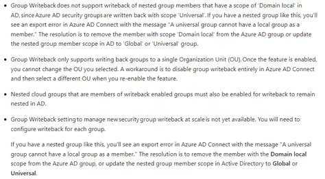 azure ad security groups are not writing back to on prem ad microsoft