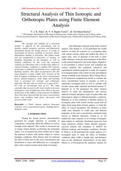 Pdf Structural Analysis Of Thin Isotropic And Orthotropic Plates