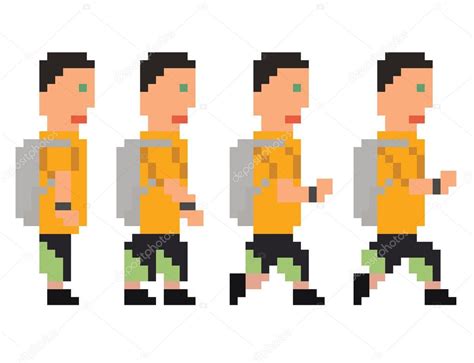 Vector Illustration Pixel Art Style Drawing Of Person In Yello Stock