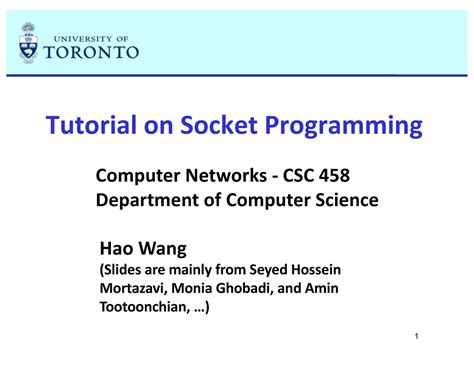 H03 Csc458 Tutorial I H03 Notes Tutorial On Socket Programming Computer Networks Csc 458