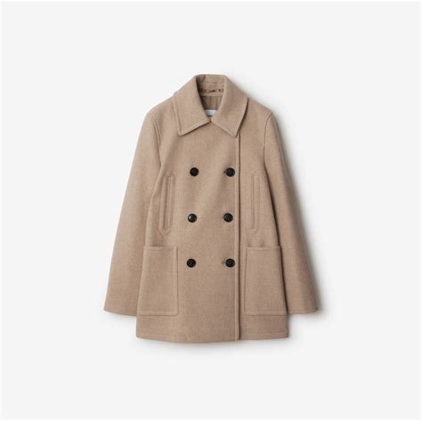 Wool Nylon Peacoat In Taupe Melange Women Burberry® Official