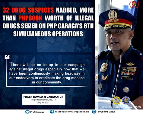 32 Drug Suspects Nabbed More Than ₱800k Worth Of Illegal Drugs Seized On Pnp Caragas 6th