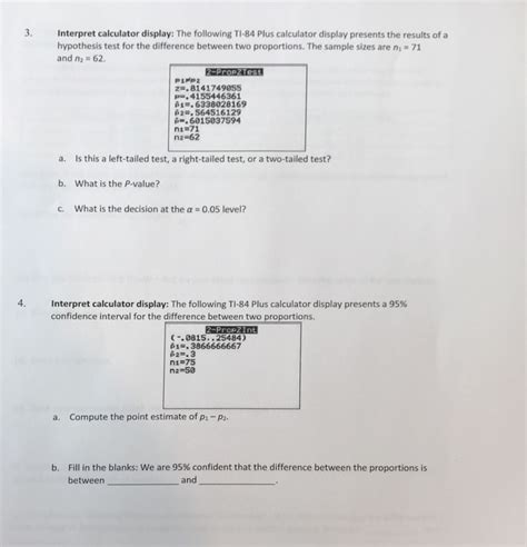 Solved 3 Interpret Calculator Display The Following Ti 84