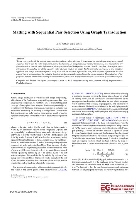 Pdf Vision Modeling And Visualization 2016 Matting With