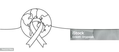 원조 리본 한 줄 연속 그리기가 있는 지구 실루엣 세계 지도 실루엣 연속 한 줄 그림 벡터 미니멀리스트 그림입니다 건강관리와 의술에 대한 스톡 벡터 아트 및 기타 이미지