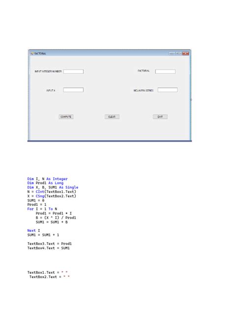 Visual Basic Programme For Factorial And Mclaurin Series Pdf