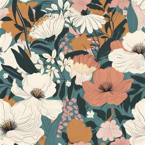 Premium Ai Image Floral Print With Botanical Flowers As A Seamless Pattern For Textile Design
