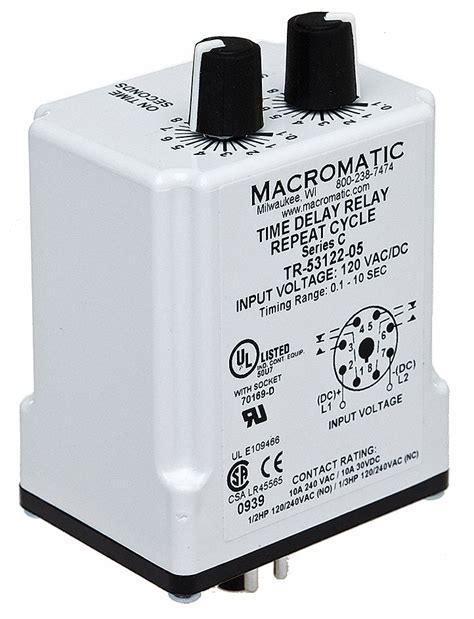 MACROMATIC Single Function Time Delay Relay Pins Relay Potentiometer V AC DC Socket