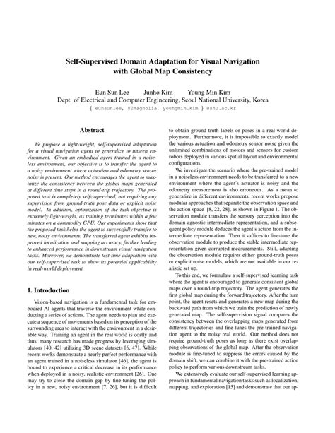 Pdf Self Supervised Domain Adaptation For Visual Navigation With