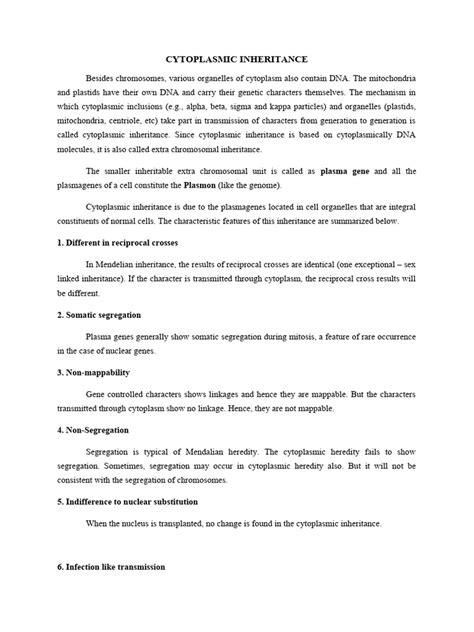 Cytoplasmic Inheritance Pdf Genotype Plasmid