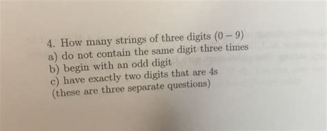 solved how many strings of three digits 0 9 do not