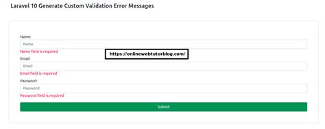Laravel 10 Generate Custom Validation Error Messages