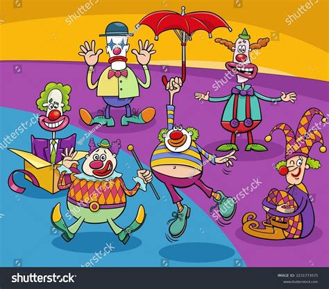 Cartoon Illustration Funny Clowns Comedians Characters Stock Vector Royalty Free 2231773575