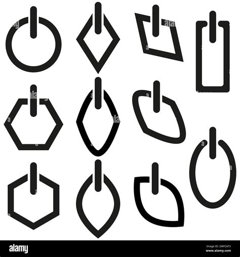 Icon With Black Switch Sign Different Shapes Computer Interface Electric Power Vector