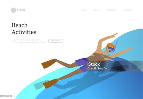 바다 수영장 또는 바다에서 활동하는 사람들 가족 및 어린이 수영복 다이빙 서핑 떠다니는 에어 매트리스에 누워 공을 치는 남성 또는 여성 만화 벡터 Html에 대한 스톡 벡터