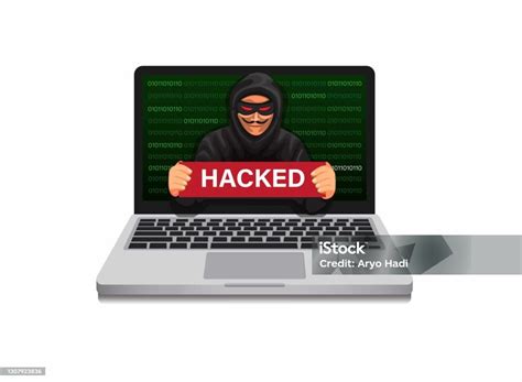 Hacker Tenant Le Signe Piraté Sur Lordinateur Portatif Avec Le Code De