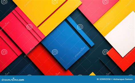 Abstract Geometric Web Banner With Vibrant Interlocking Shapes In Bold Primary Colors Stock