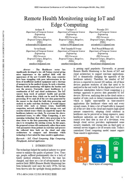 Remote Health Monitoring Using Iot And Edge Computing Pdf