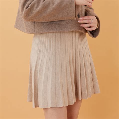 비키 울 혼방 니트 플리츠 스커트 Tfscx2961