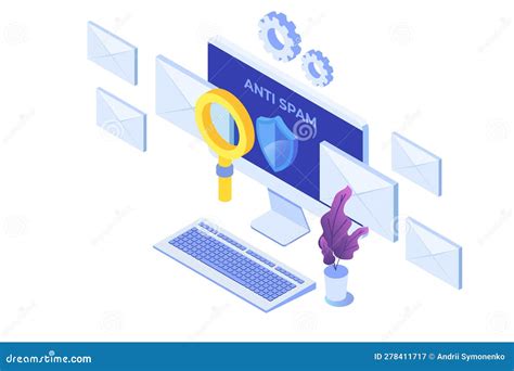 E Mail Protection Anti Malware Anti Spam Isometric Concept Stock Illustration Illustration