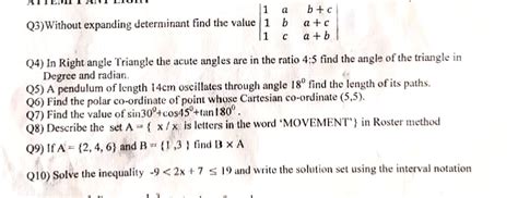 Q3 Without Expanding Determinant Find The Value ∣∣ 111 Abc B Ca Ca B ∣∣