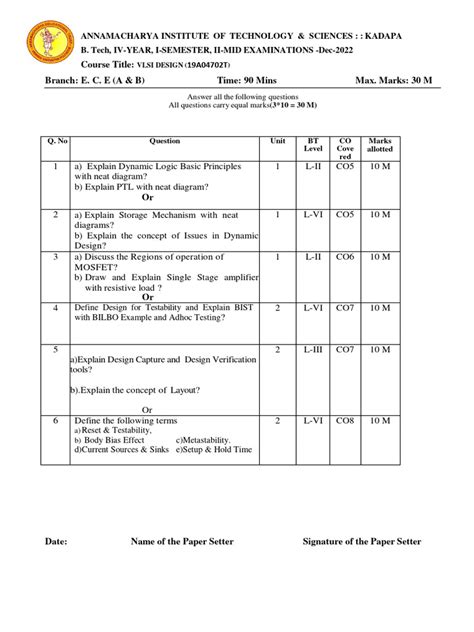 Vlsi Design Ii Mid Pdf Teaching Methods And Materials Computers