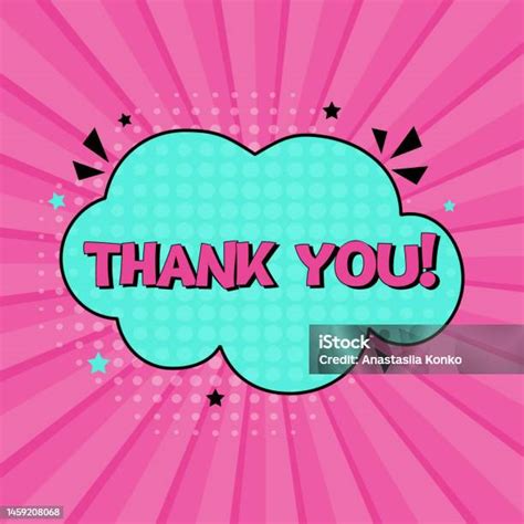 표현 텍스트가있는 만화 말풍선 감사합니다 노란색 배경에 격리된 복고풍 팝 아트 스타일의 벡터 밝은 동적 만화 삽화 벡터 그림 감사합니다에 대한 스톡 벡터 아트 및 기타