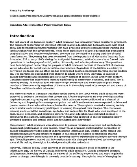 📌 Canadian Adult Education Paper Example Free Essay Term Paper