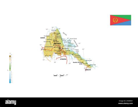 Physical And Political Map Of Eritrea Adobe Illustrator Ai