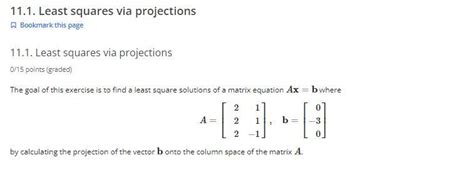 Solved 11 1 Least Squares Via Projections W Bookmark This
