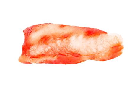 게살은 클리핑 패스를 사용하여 흰색 배경에 격리된 빨간색 하나의 정제된 팔랑크스를 조리했습니다 프리미엄 사진