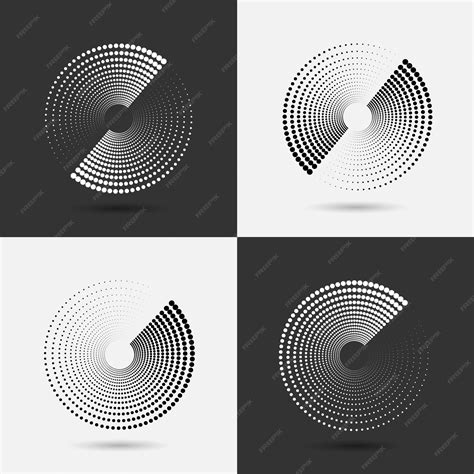 Premium Vector A Set Of Black And White Circles Of Dotted Halftones With A Shadow Abstract