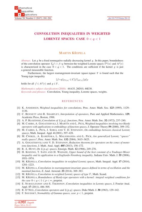 Pdf Convolution Inequalities In Weighted Lorentz Spaces Case 0