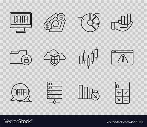 Set Line Data Analysis Calculator Pie Chart Vector Image