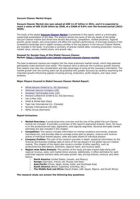 Ppt Vacuum Cleaner Market Scope Powerpoint Presentation Free