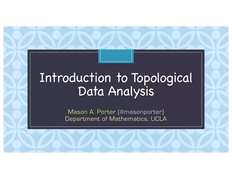 Introduction To Topological Data Analysis Ppt
