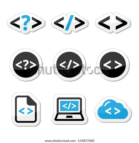 Progrmming Code Vector Icons Set Stock Vector Royalty Free 154857680
