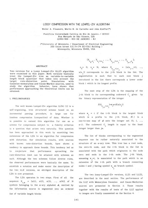 pdf lossy compression with the lempel ziv algorithm