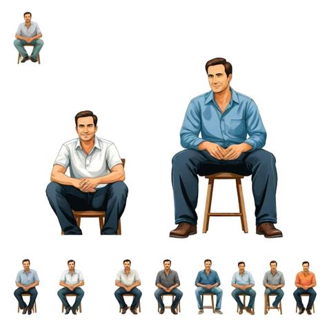 Premium Vector Man And Man Sitting Close Vector Set White Background
